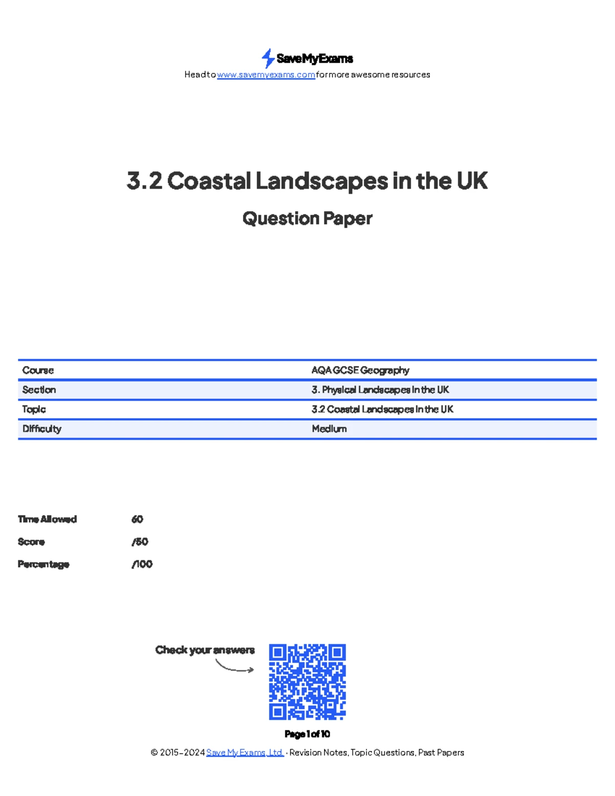 AQA GCSE Geography Fieldwork 1 - Practice Questions Guide - Studocu
