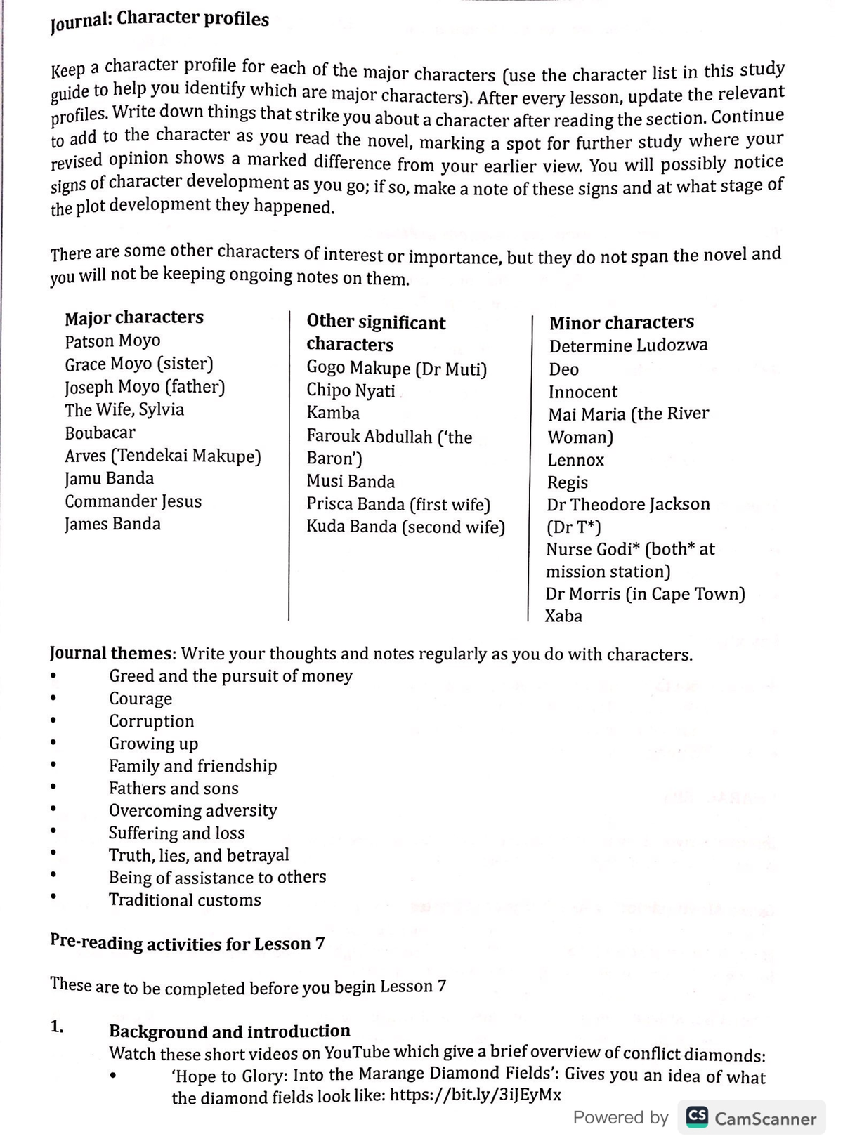 Character Analysis Notes for "Diamond Boy" - Studocu