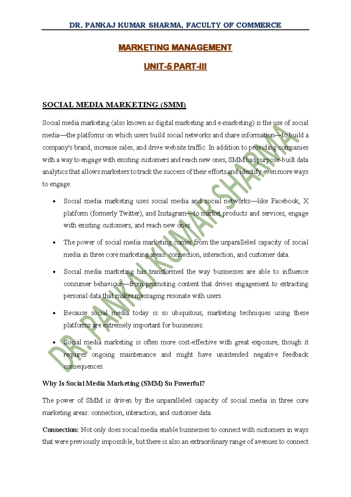 Marketing Management UNIT 5 PART III - MARKETING MANAGEMENT UNIT- 5 ...