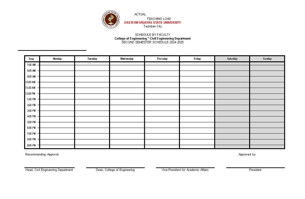 Plotting-Form - Lecture - SCHEDULE BY FACULTY College of Engineering ...