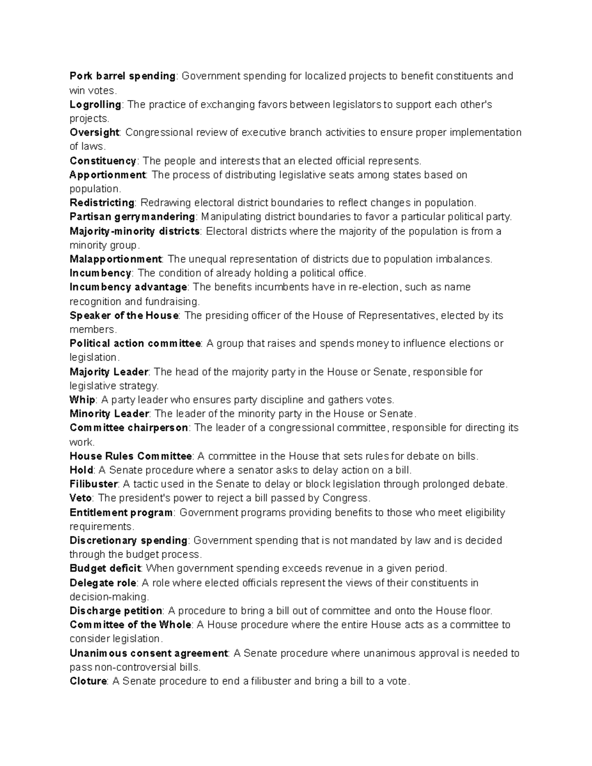 AP GOV UNIT 2: Key Concepts in Government Spending and Legislative ...