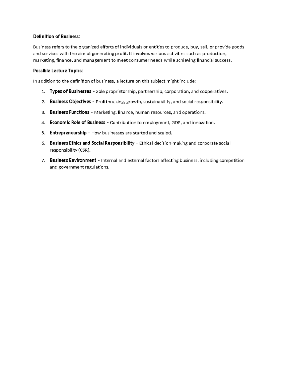 Lecture on Business Definition and Functions - Studocu