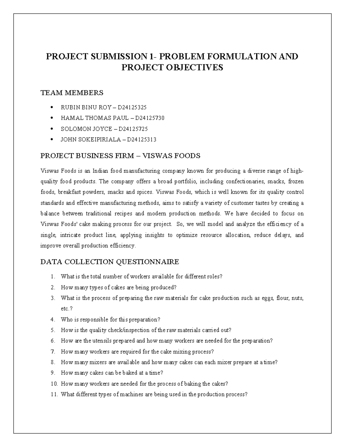 Project Submission 1 - PROJECT SUBMISSION 1- PROBLEM FORMULATION AND ...