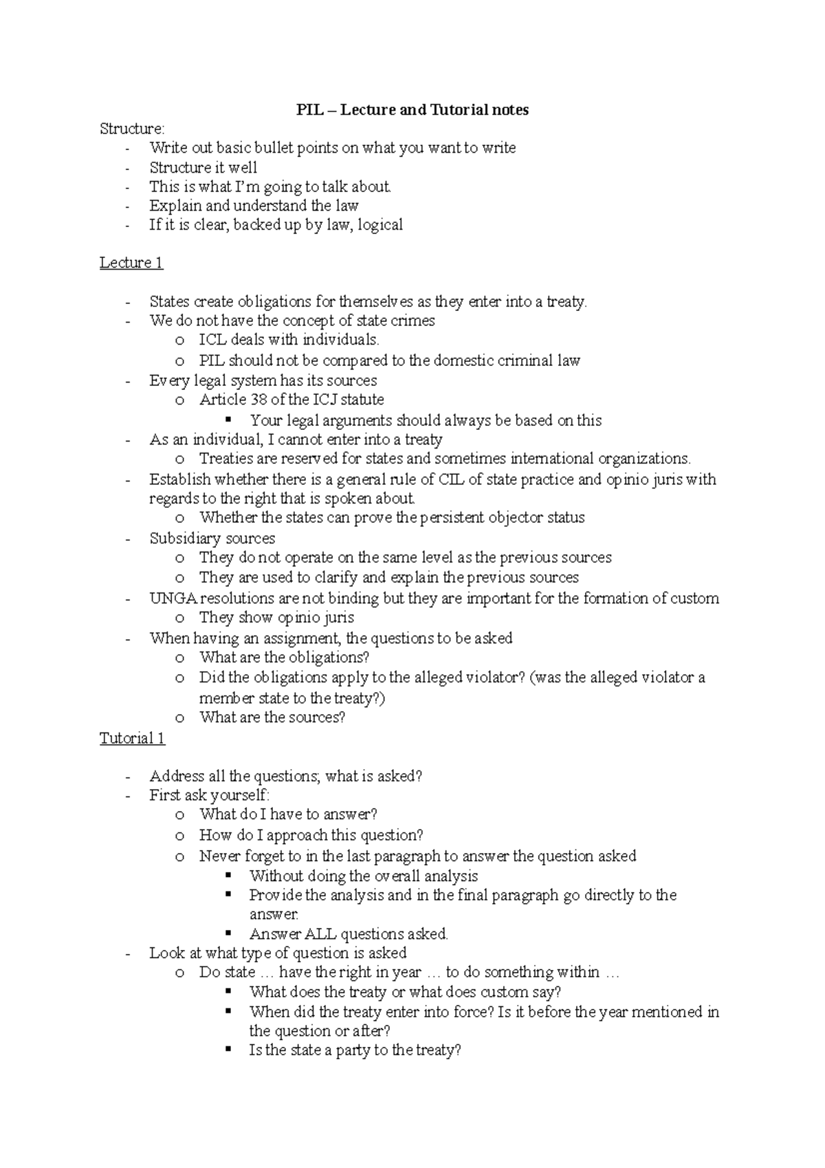 PIL - Lecture and Tutorial Notes Overview - Studeersnel