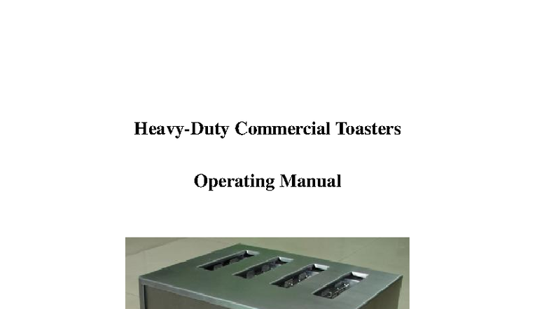 Commercial Toaster Operating Manual EPT4-S: Safety & Usage Guidelines ...