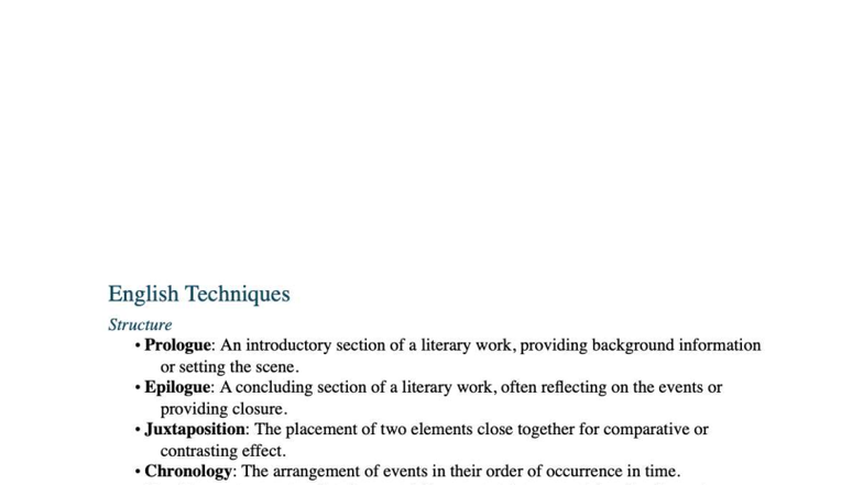 ENG 101: Literary Techniques Overview and Key Concepts - Studocu