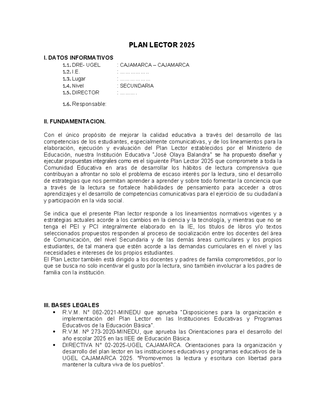 Plan Lector 2025: Estrategias para el Fomento de la Lectura en Secundaria - Studocu