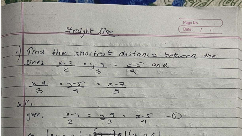 Shortest Distance Between Lines - Math Study Notes (Course Code ...