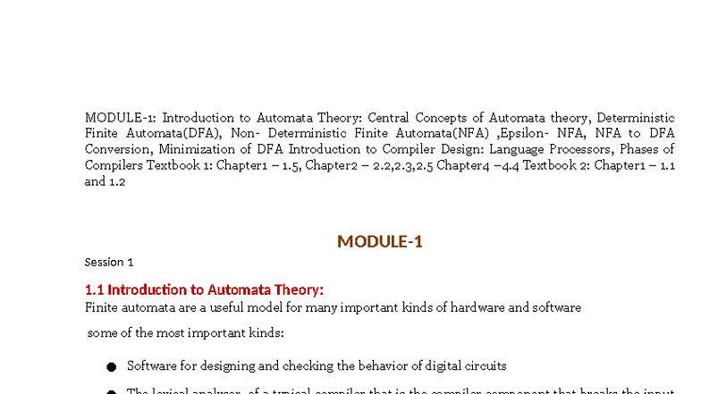 Automata Theory & Compiler Design: Key Concepts (ISE 101) - Studocu