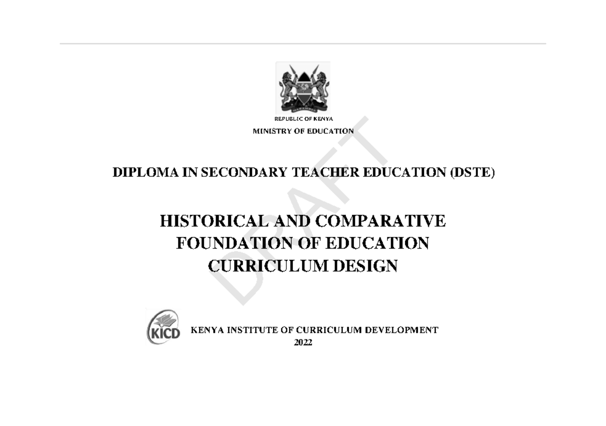 DSTE Historical and Comparative Foundations of Education Curriculum ...