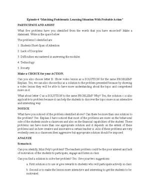 FS Episode 8 - Field Study answers. - Episode 8 “Establishing My Own ...