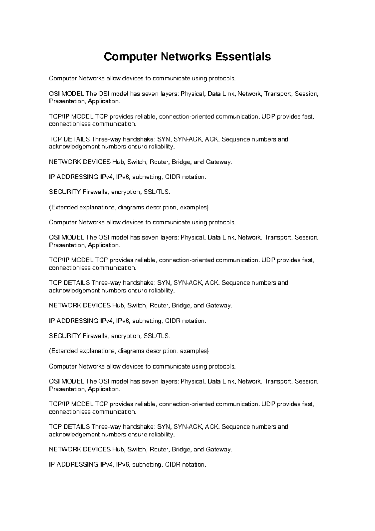 Computer Networks Essentials: OSI Model, TCP/UDP, and Security - Studocu