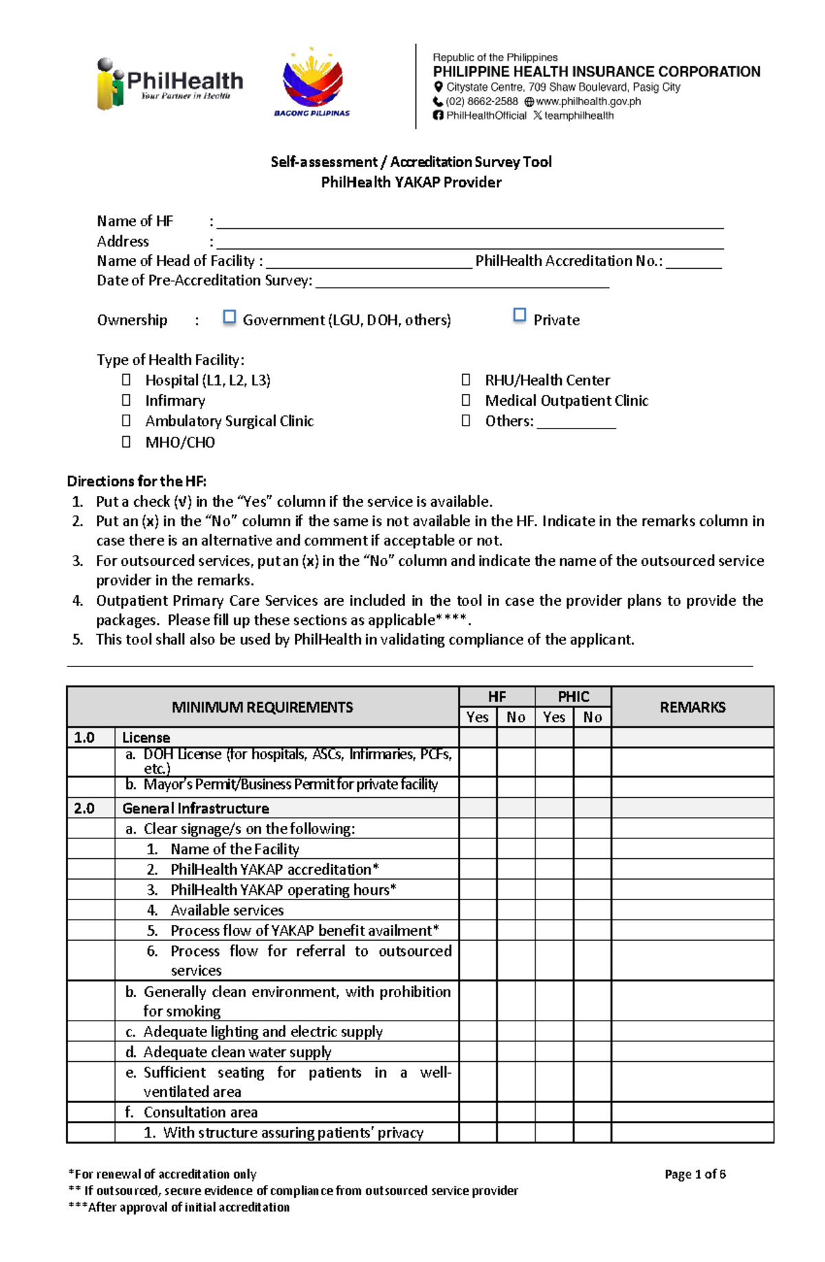 Accreditation Survey Tool for PhilHealth YAKAP Providers (SAT) - Studocu