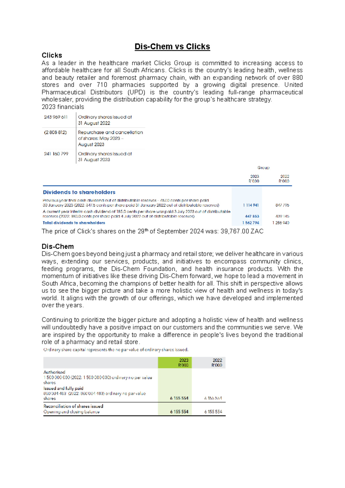Clicks vs Dis-Chem: Comprehensive Case Study for Nov 2024 Analysis ...