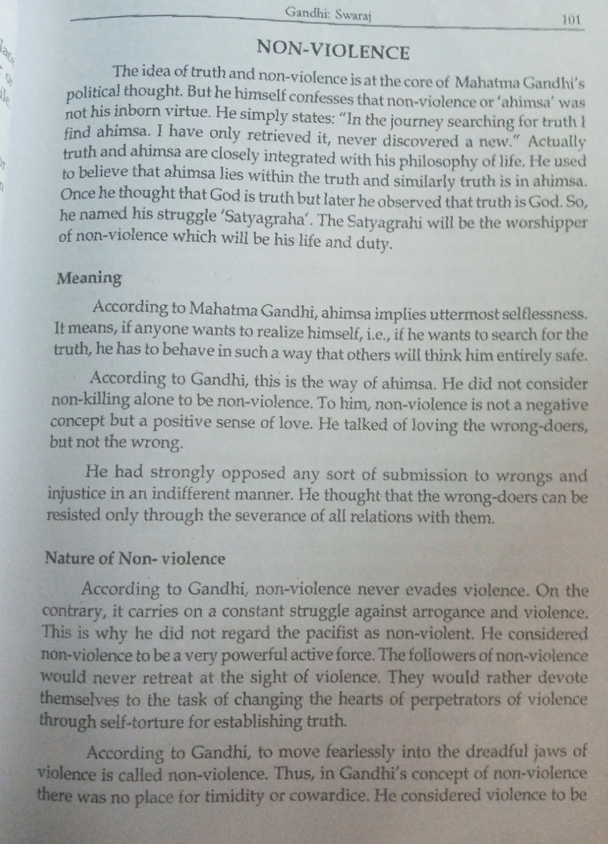 Concept of non violence by Mahatma Gandhi - Indian Political Thought -2 ...
