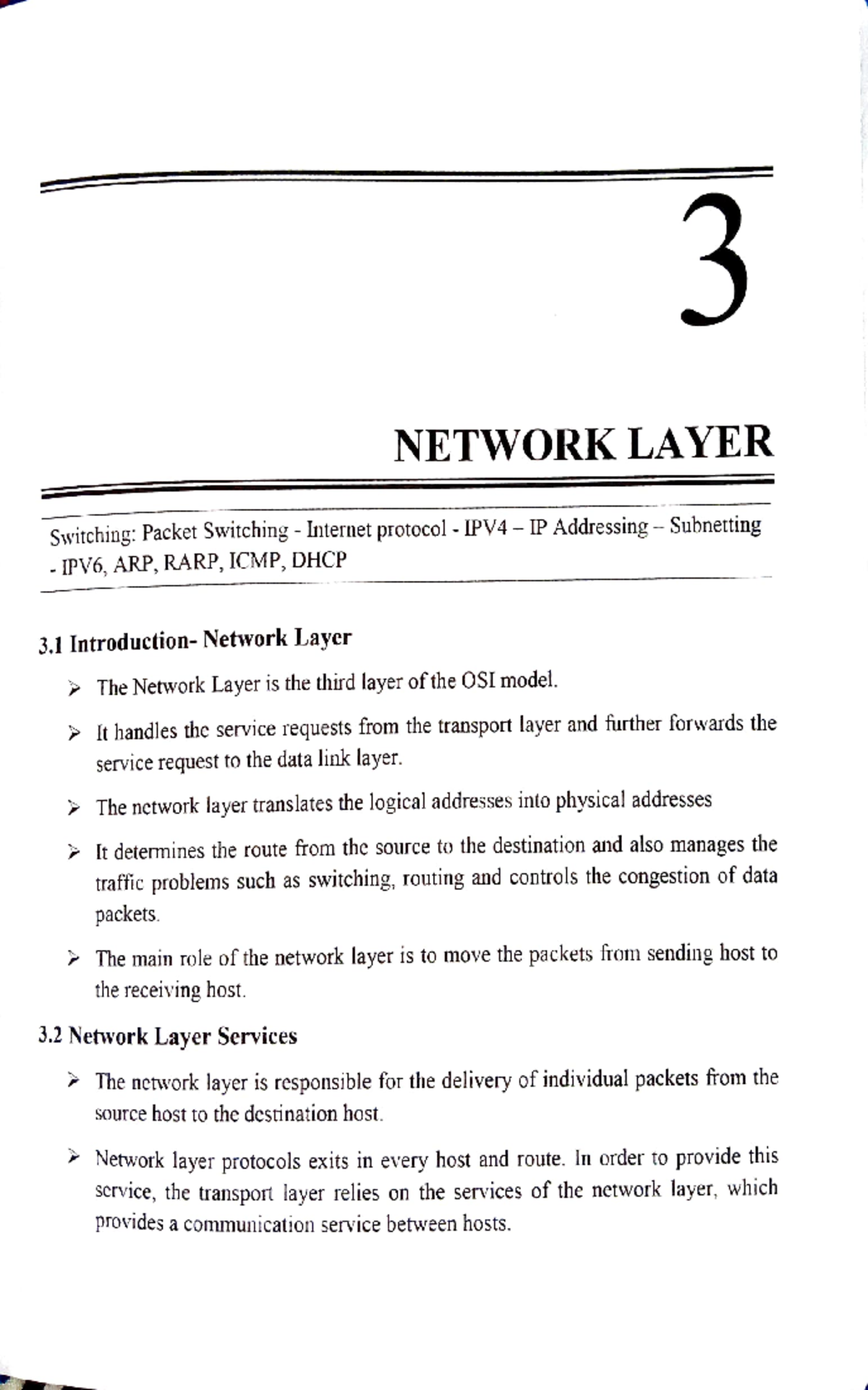 CN UNIT 3 - CN UNIT 3 - 3 NETWORK LAYER Switching: Packet Switching Internet protocol IP ...
