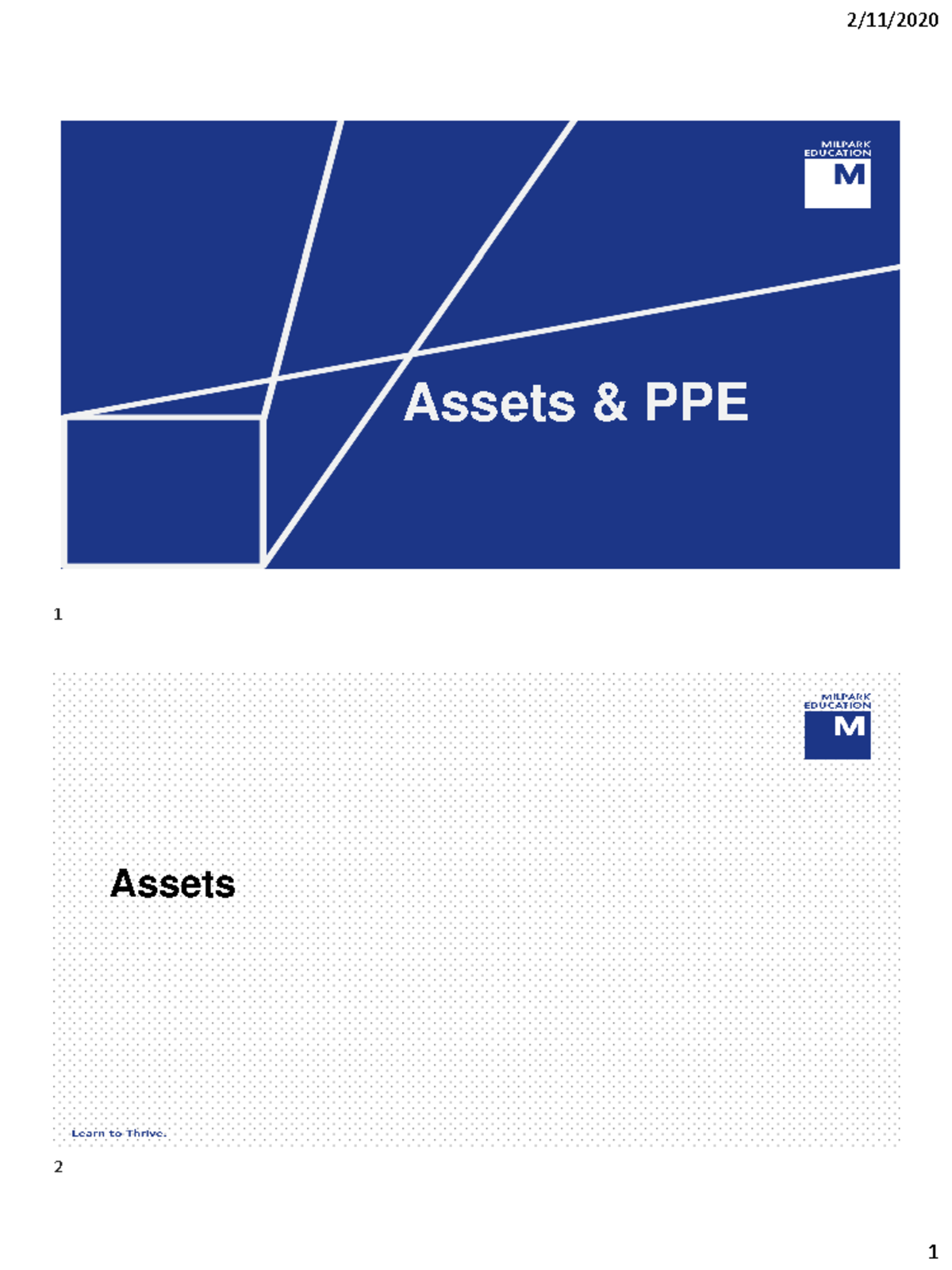FREP01-OS Assets and PPE - Part 1 Slides - Assets & PPE Assets 1 2 ...