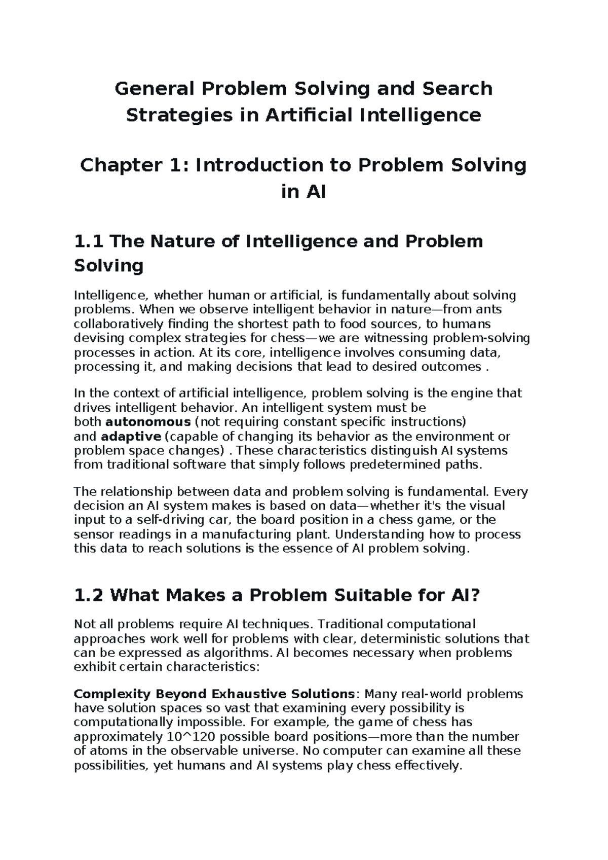 AI 101: Problem Solving & Search Strategies - Chapter 1 Overview - Studocu