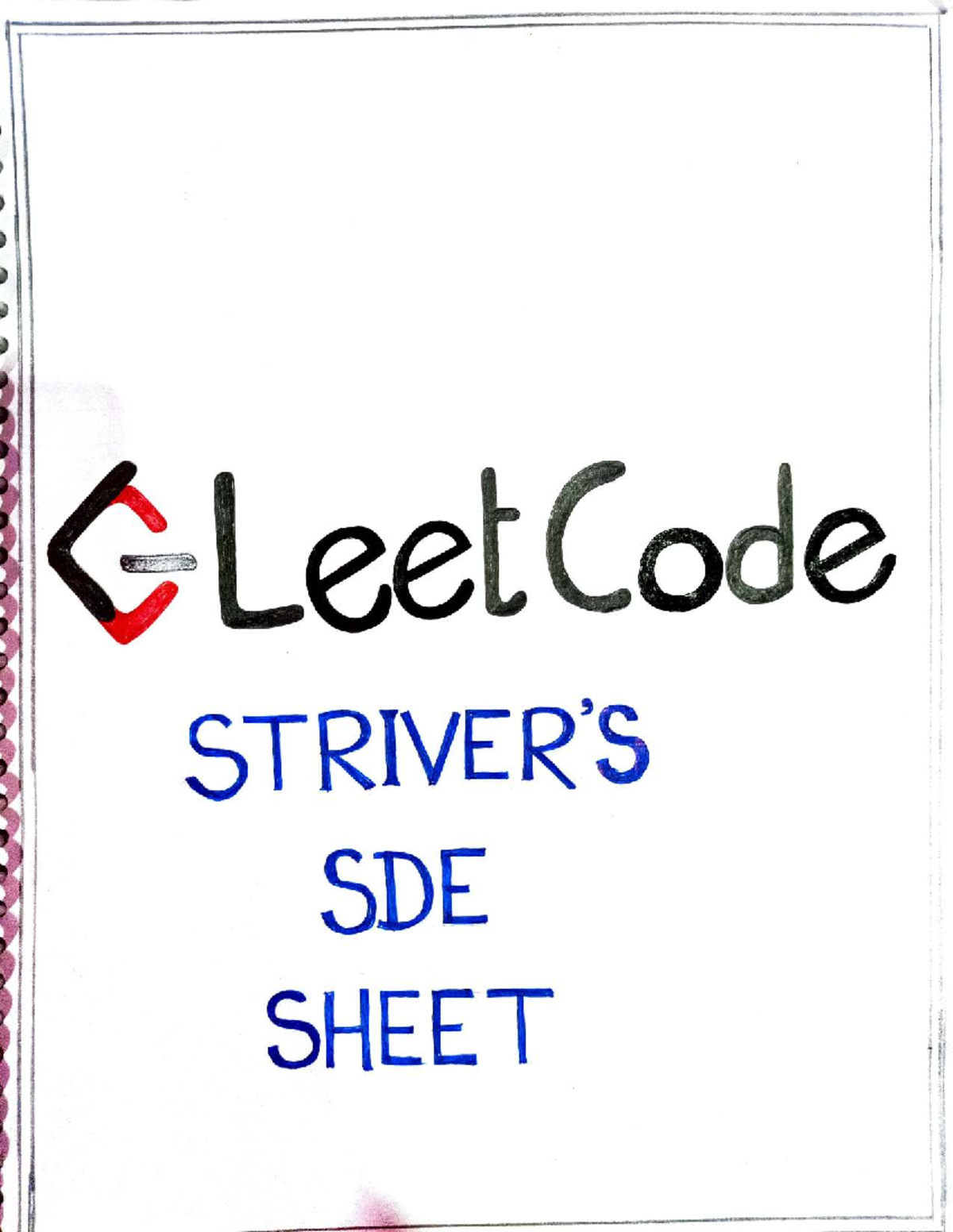 Striver SDE Sheet Final Exam Handwritten Notes - Comprehensive Guide ...