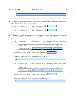 Lab7Report - lab7 - MATH 273 Lab Report #7 1 Name: (5 pts)Use ...