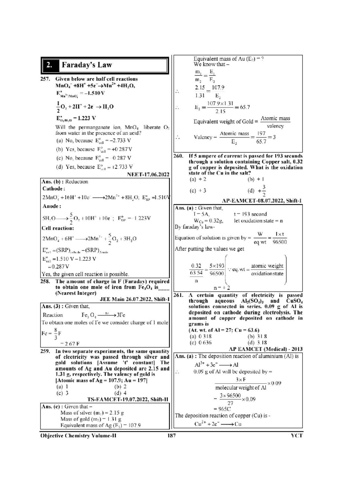 Equivalent Mass Calculations and Electrolysis Principles (Chemistry E₂ ...