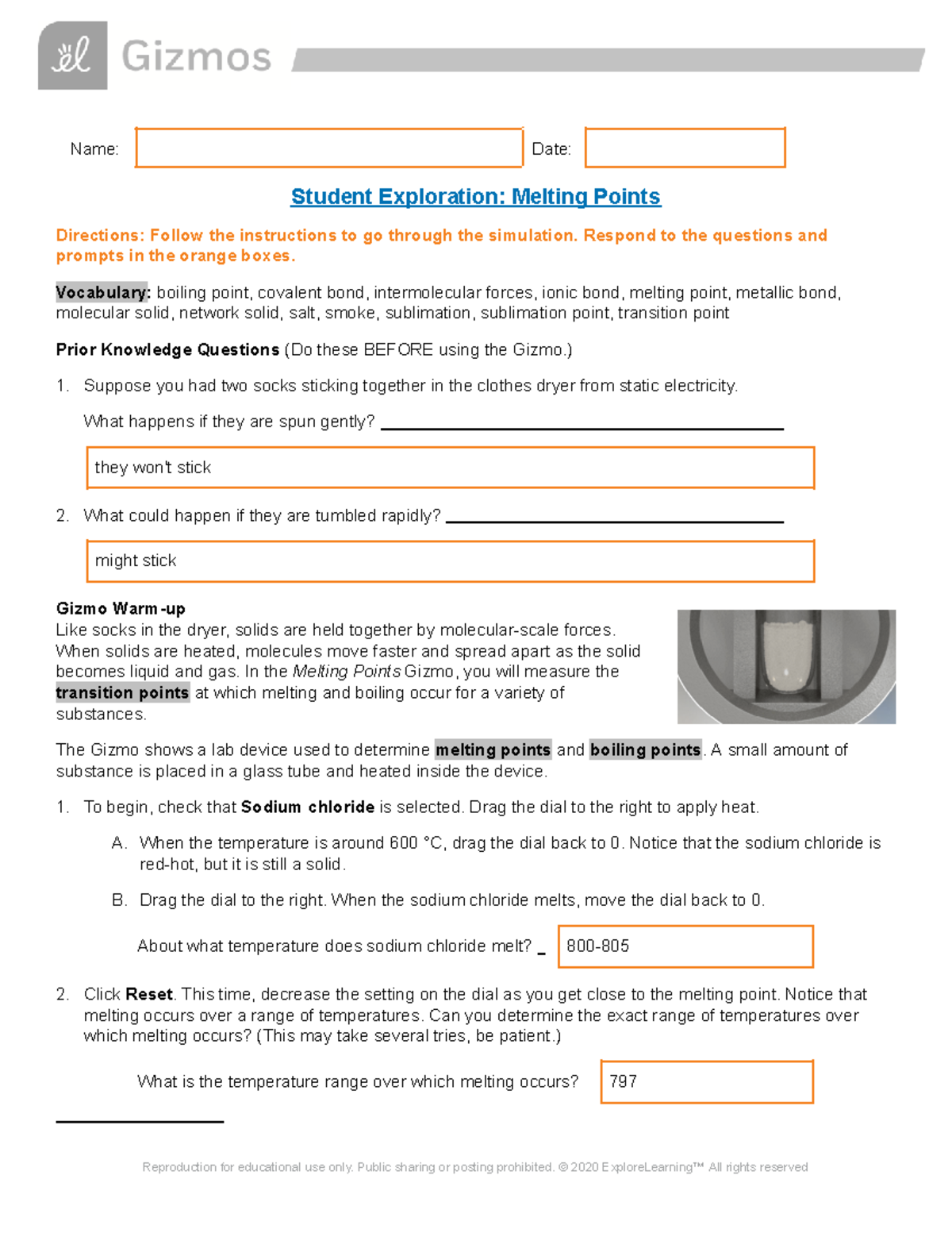 Melting Points Gizmo Exploration: Understanding Phase Transitions - Studocu