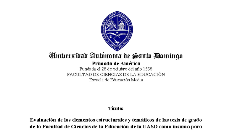 Evaluación de Tesis de Grado en Educación UASD: Diseño de Base de Datos ...