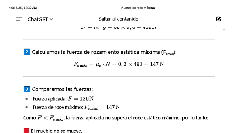 Fuerza de Roce Máxima - Análisis y Cálculos (DASDASDAS) - Studocu