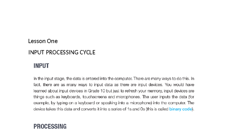 Lesson 1: Understanding the Input-Processing Cycle - Studocu