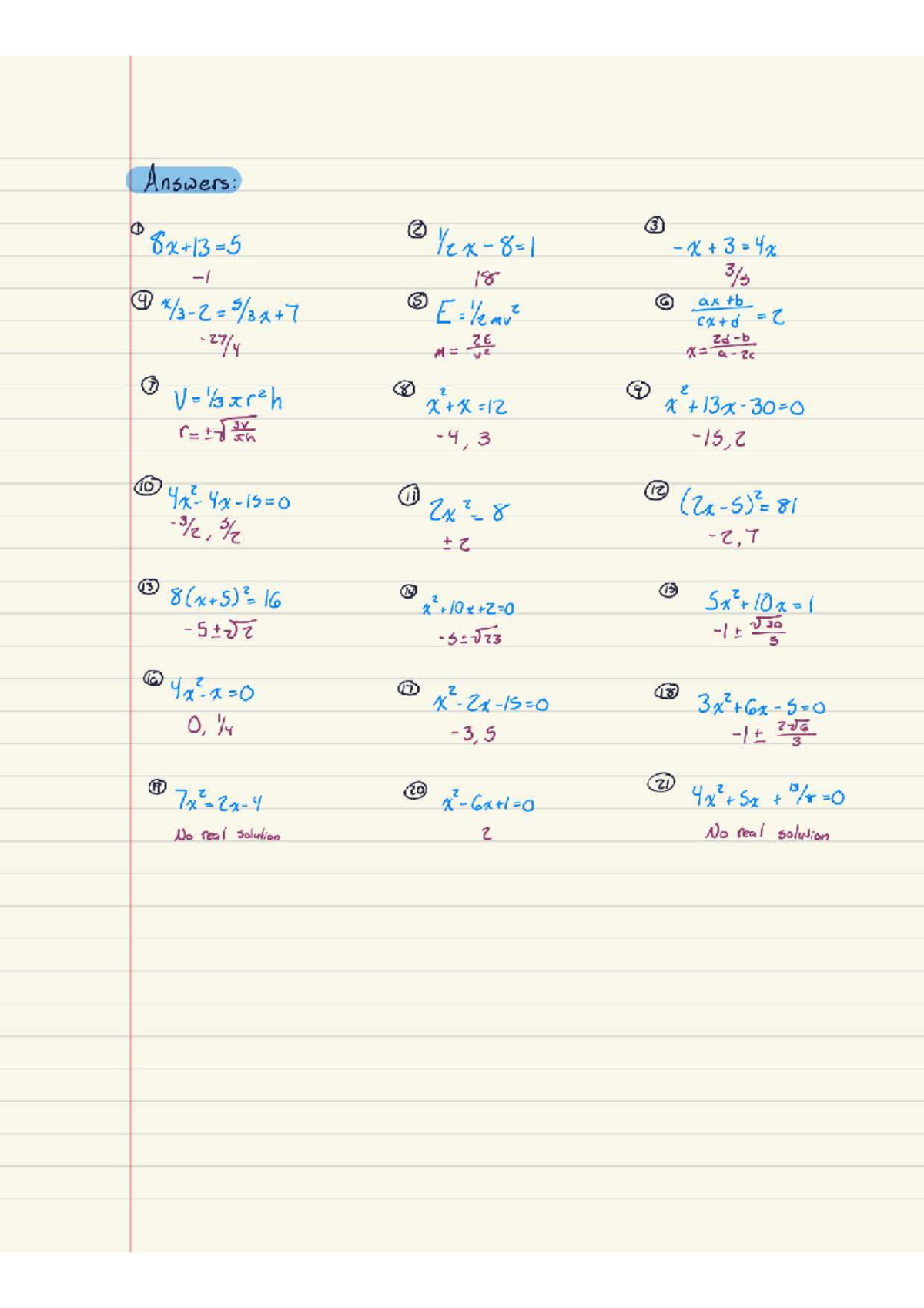 Section 1.5 - Equations: No Real Solutions Explained - Studocu