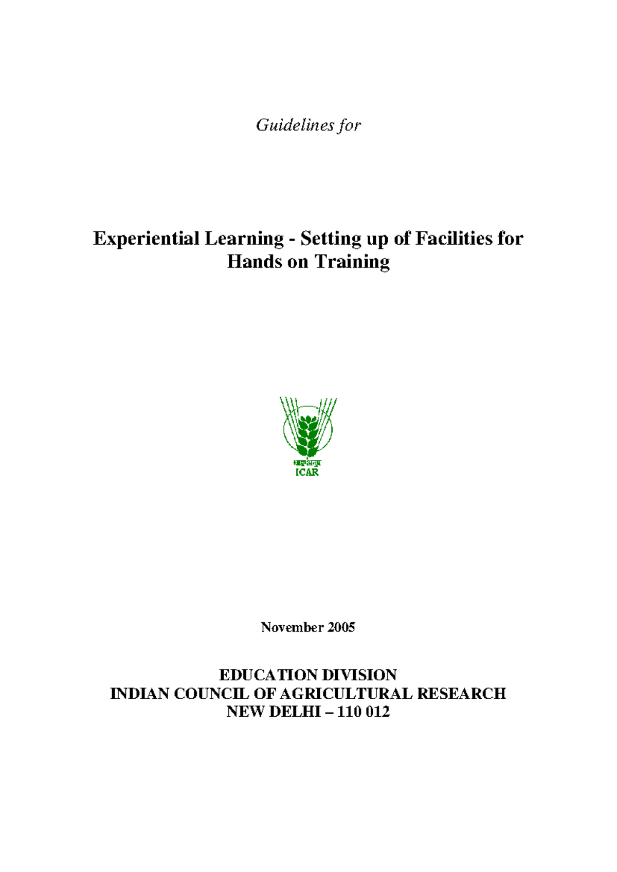 Guidelines for Experiential Learning in Agricultural Programs (ELP ...