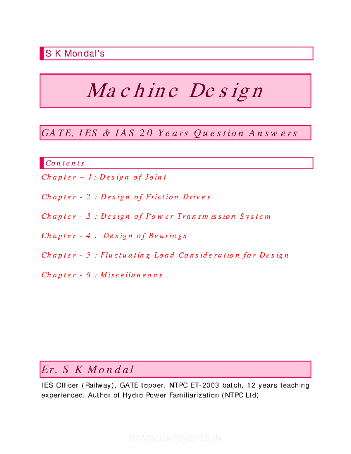 Machine Design GATE: 20 Years of Questions & Answers by S K Mondal ...