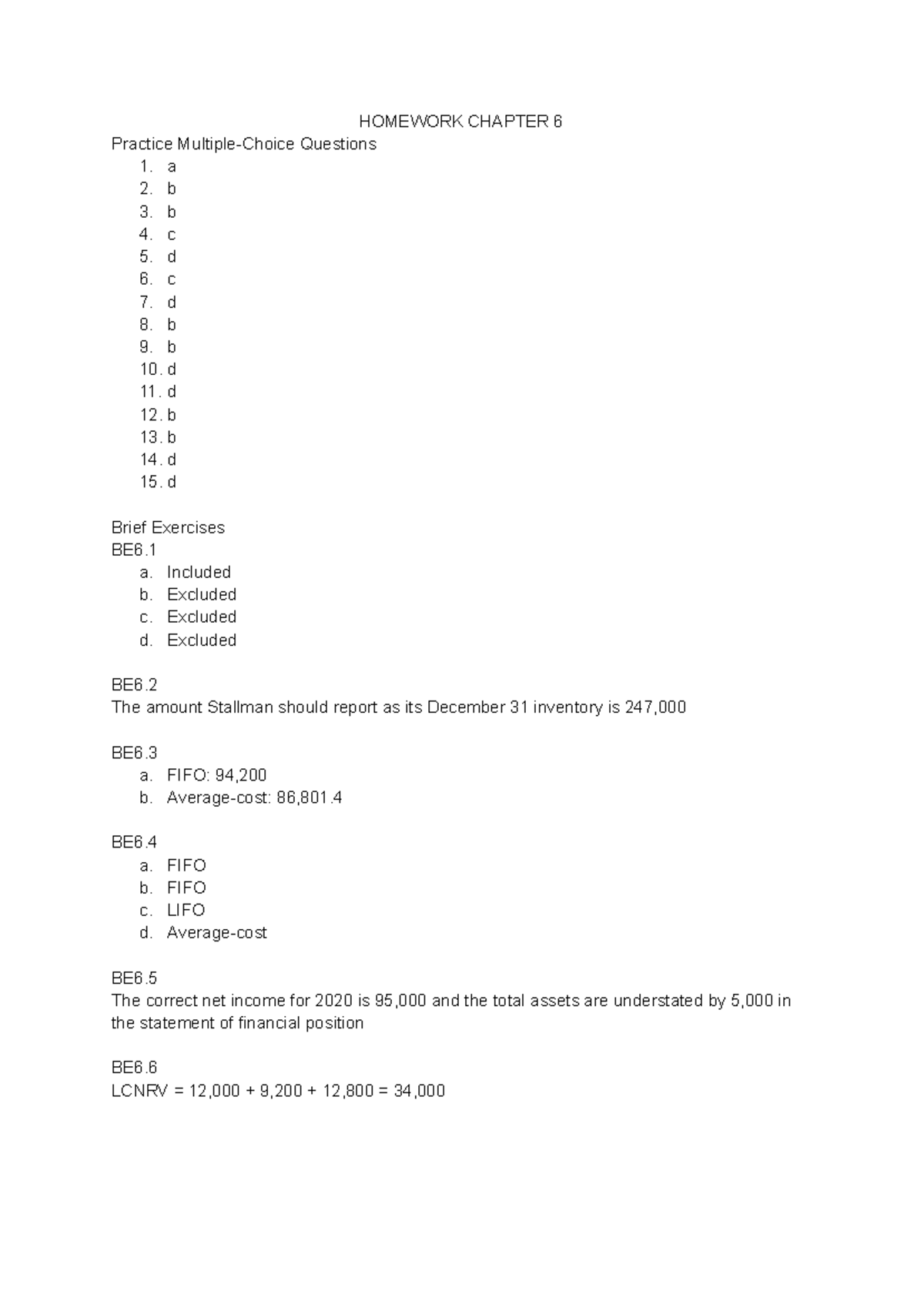 Homework Chapter 6 - Accounting Principles Practice Questions - Studocu