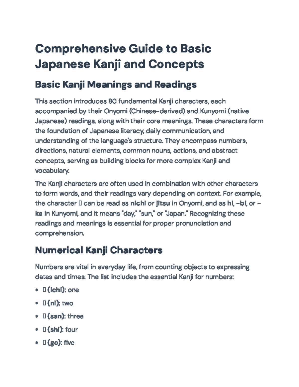 Comprehensive Guide to Basic Japanese Kanji (JPN101) - Studocu