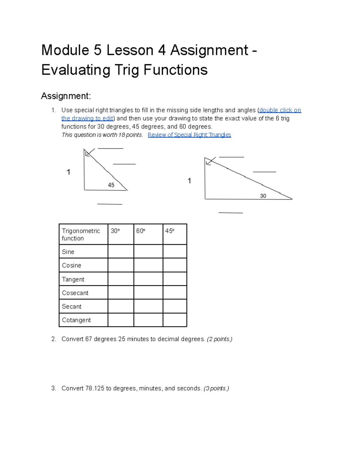 Module 5 Lesson 4 Assignment - Trig Function Evaluation Guide - Studocu