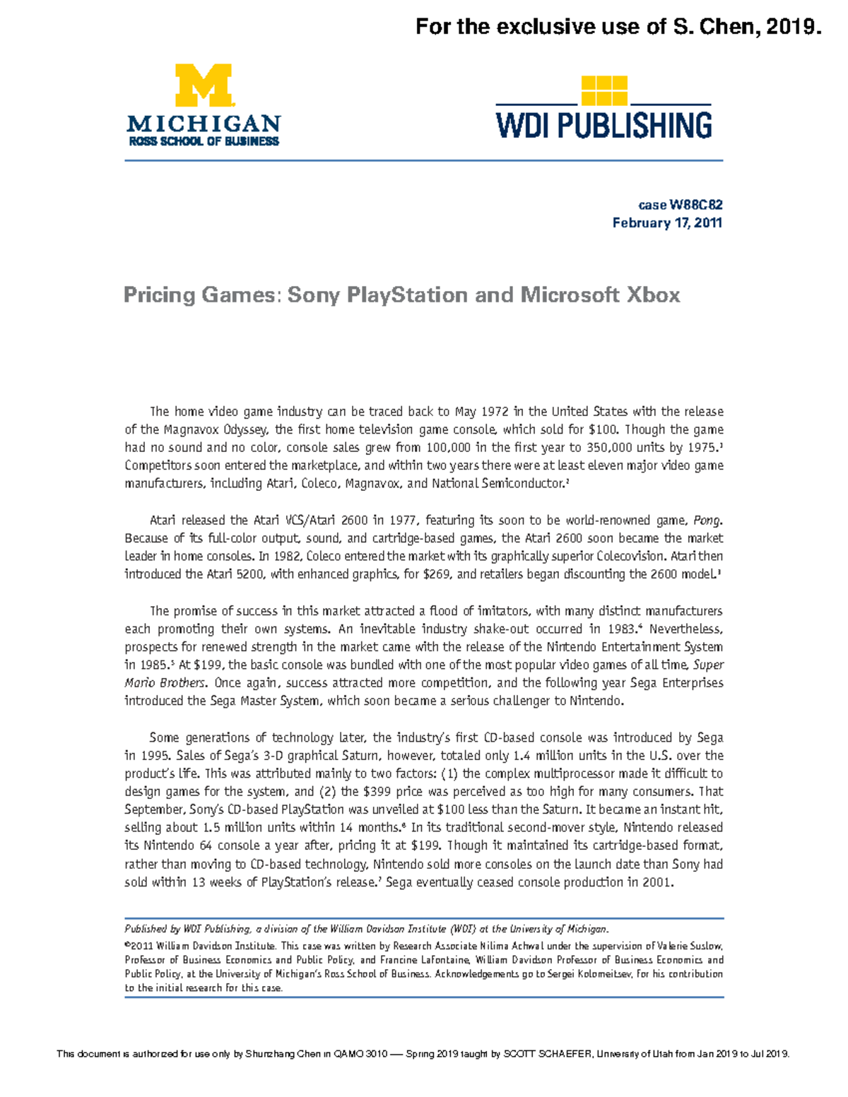 Pricing Games: Sony PlayStation vs. Microsoft Xbox (QAMO 3010) - Studocu