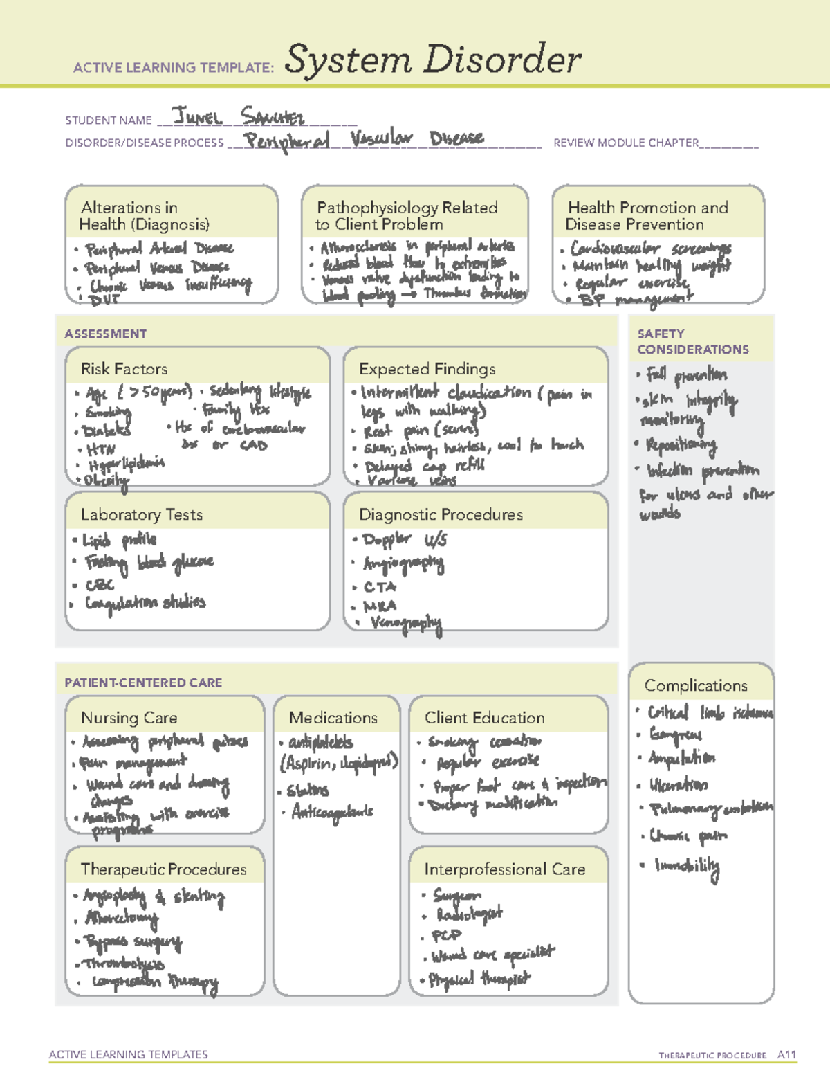 PVD ATI Active Learning Template: Vascular Disease Review - Studocu