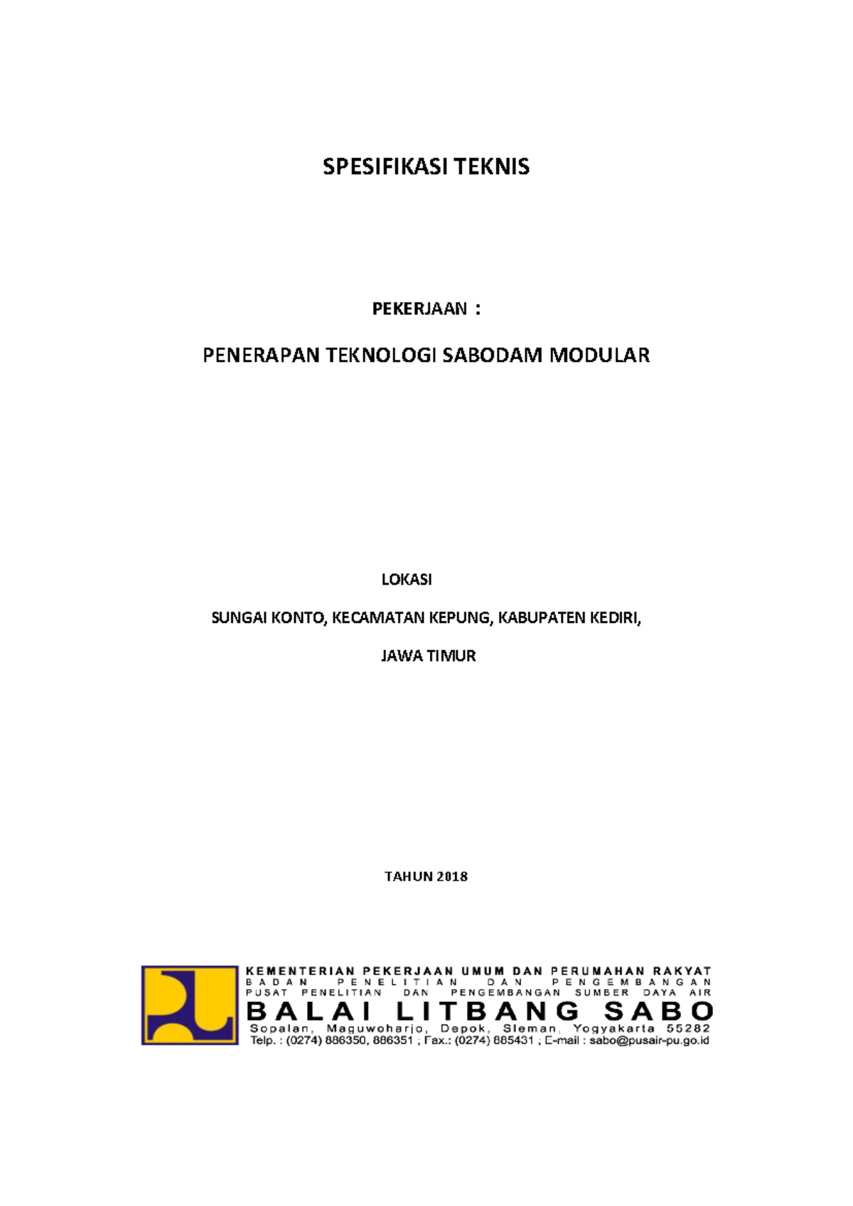 Spesifikasi Teknis Penerapan Teknologi Sabodam Modular 2018 - Studocu