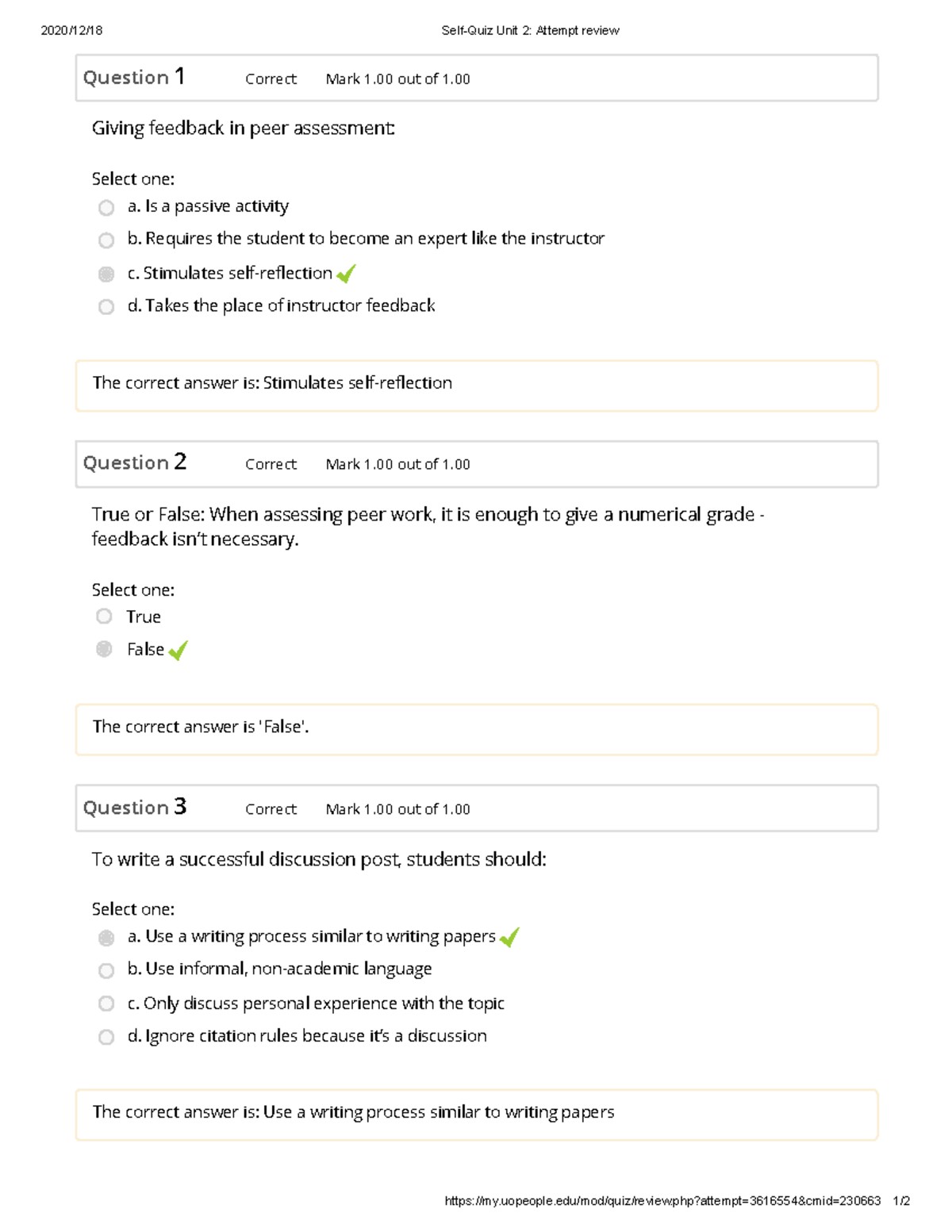Self-Quiz Review for Unit 2: Important Concepts and Answers - Studocu