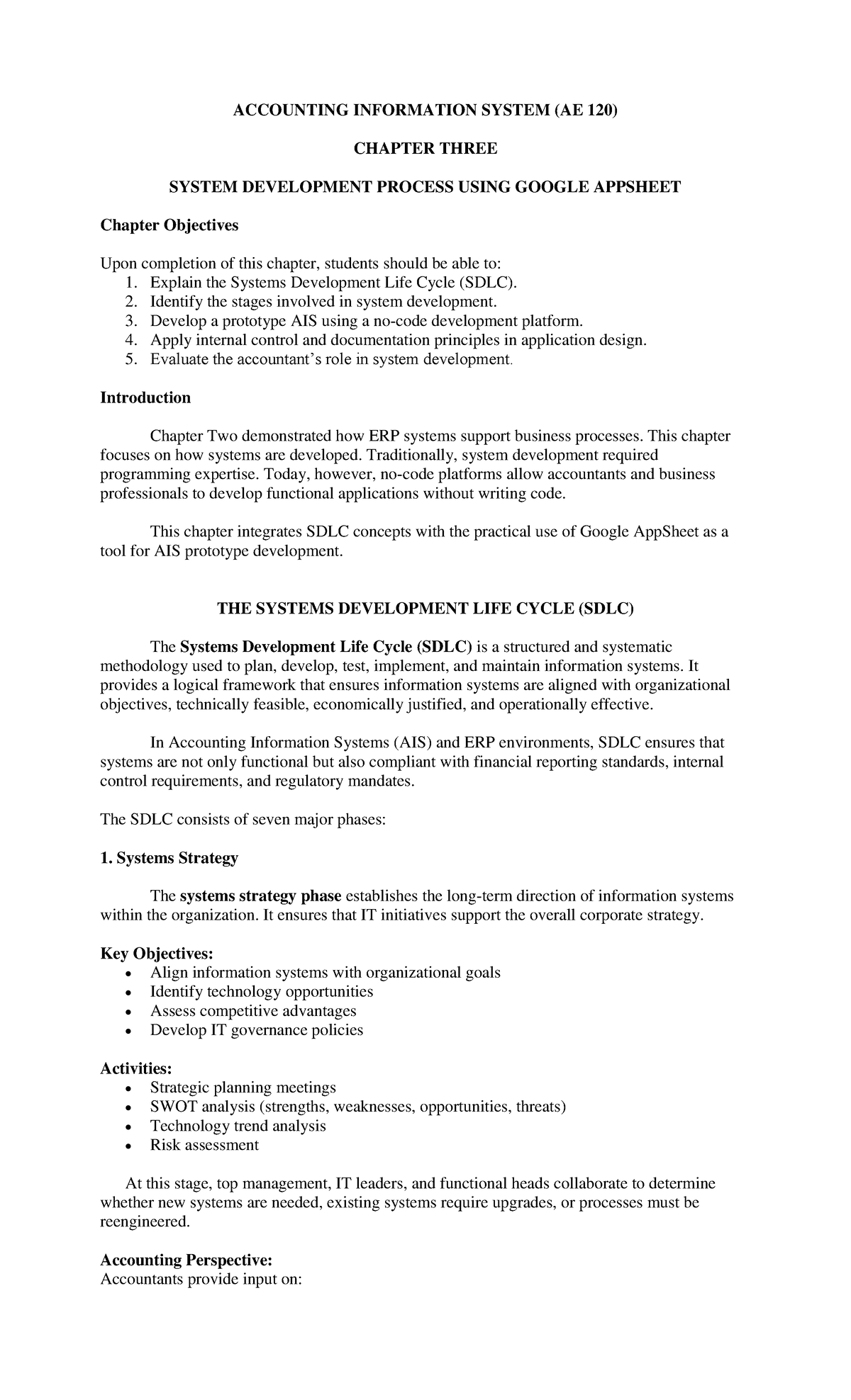 AIS 120 Chapter 3: System Development Process with Google AppSheet ...