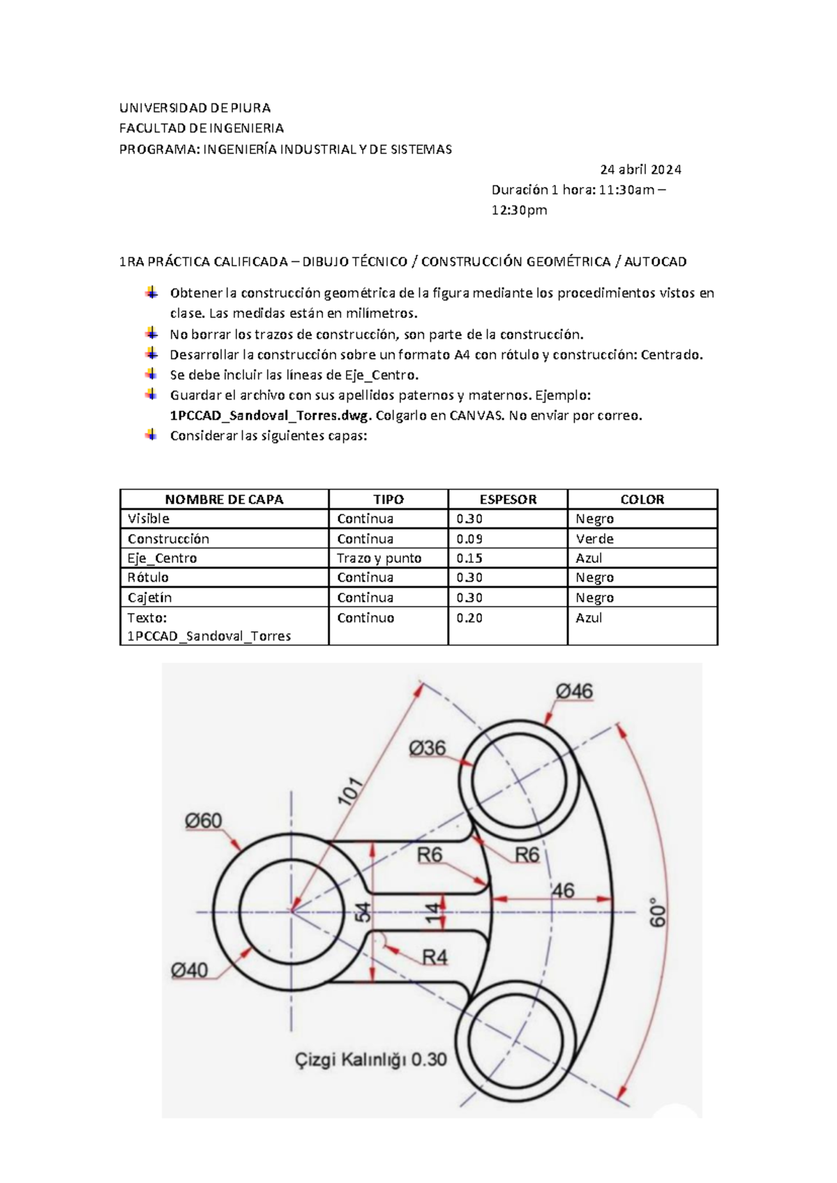 1PC CAD DT - 1RA PRÁCTICA CALIFICADA DE DIBUJO TÉCNICO - Studocu