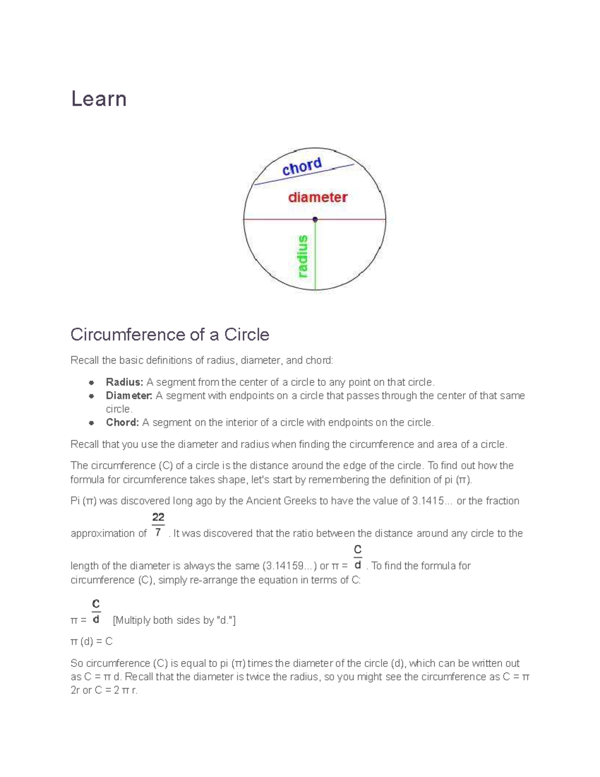 Geometry Formulas: Circumference, Area, & Volume Derivations (MATH101) - Studocu