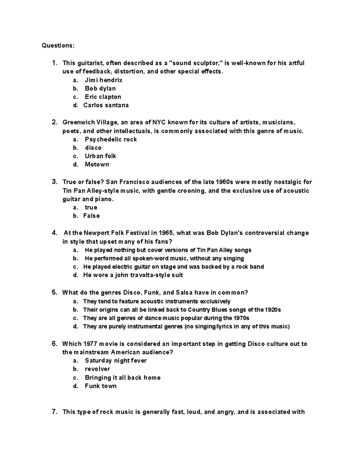 Music 1003 - Test 3 Practice Questions and Answers Guide - Studocu