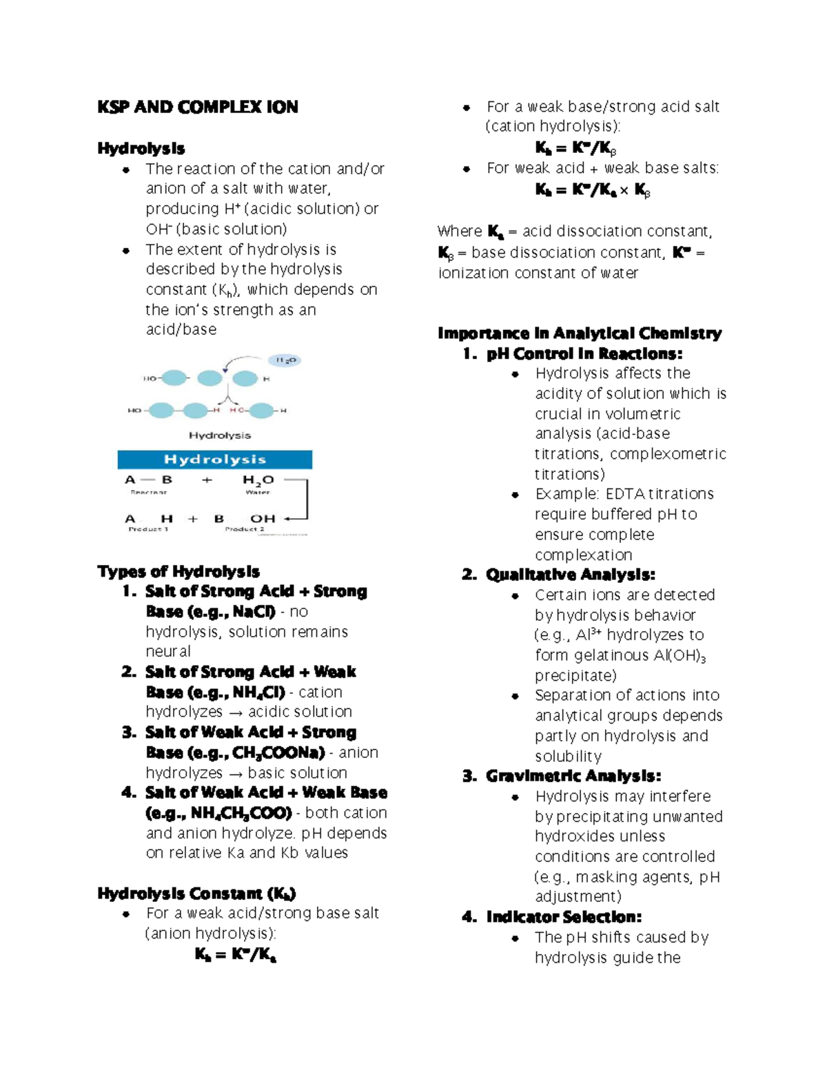 Midterm Reviewer: KSP & Complex Ion Hydrolysis with Sample Problems ...