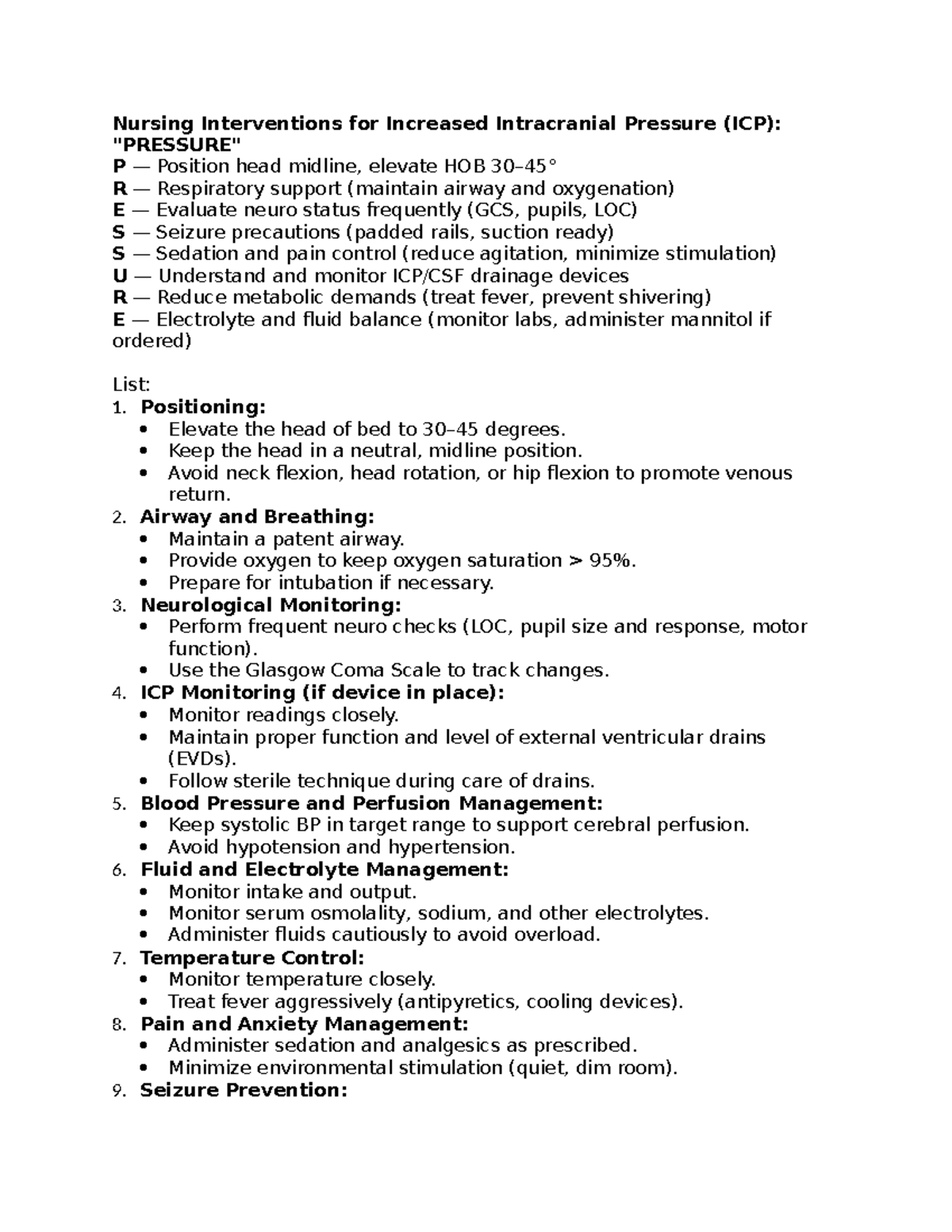 Nursing Interventions for Managing Increased ICP: A Comprehensive Guide ...