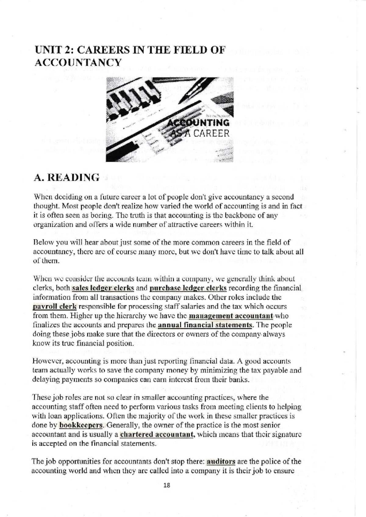 Unit 2 - Careers in Accounting: Opportunities and Insights - Studocu