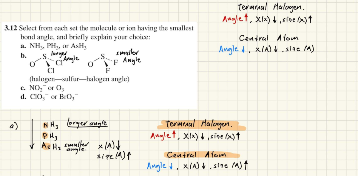 Terminal Halogen Bond Angles: NH₃, PH₃, AsH₃ Comparison - Studocu