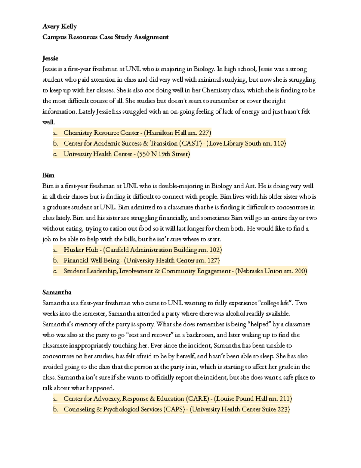 Campus Resources Case Study - Avery Kelly - Avery Kelly Campus ...