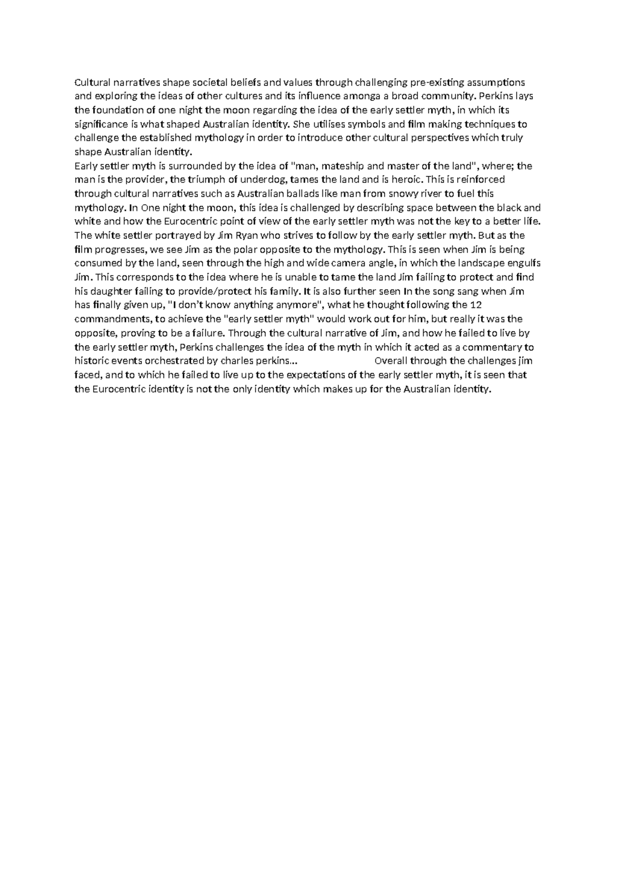 Cultural Narratives in Australian Identity: Examining Perkins' Film ...