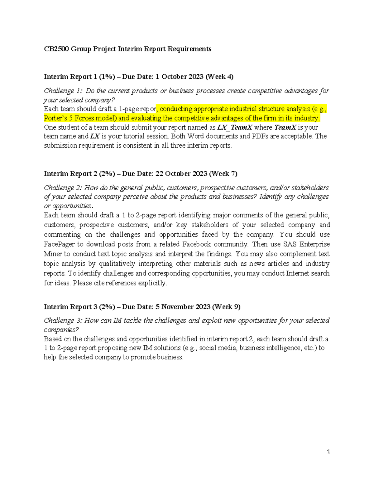 CB2500 Group Project Interim Report: Competitive Advantage Analysis ...